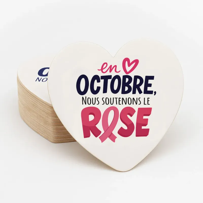 Sous Bock Octobre Rose en carton absorbant, personnalisable